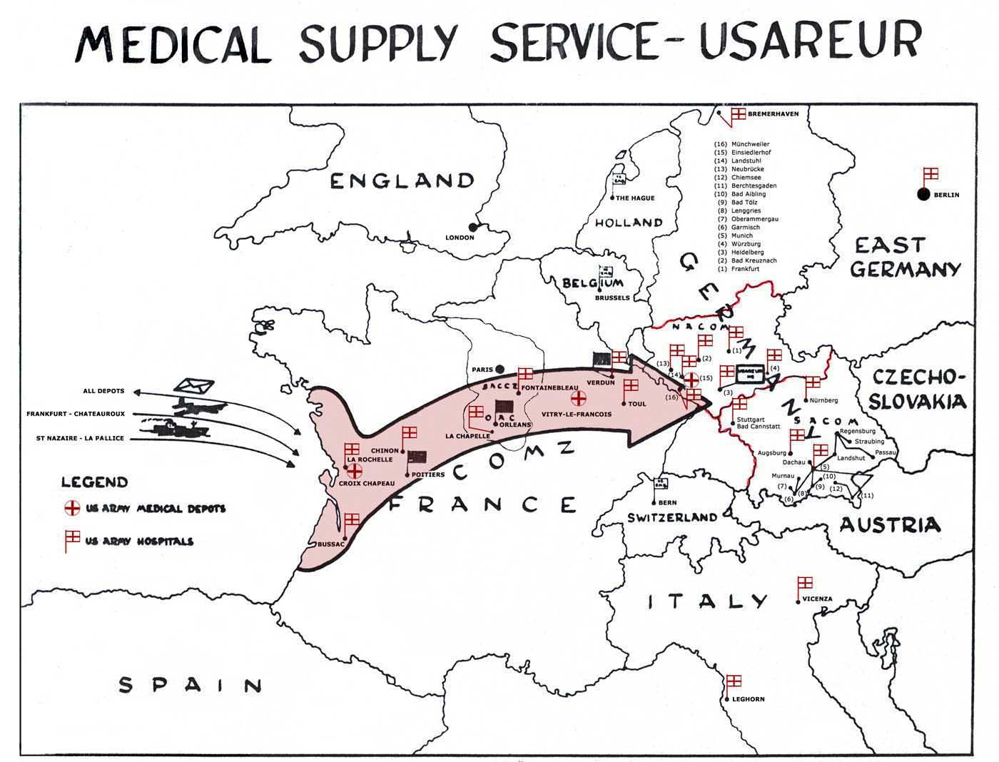 USAREUR Charts - Medical Supply early 1960s